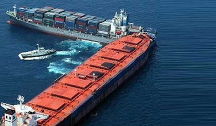 Konteyner gemisi, römorkör ve mavna çatıştı - 7deniz Haber